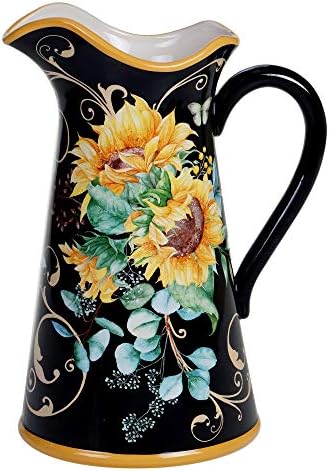 Amazon.com: Sunflower Fields 96 oz Ceramic Pitcher-Decorative Farmhouse ...