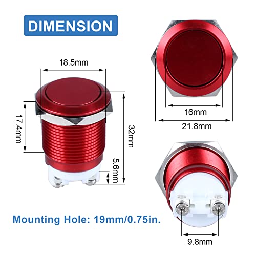 Snapklik.com : 2pc 19mm Latching Metal Push Button Switch Waterproof ...