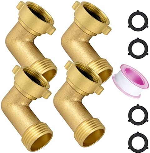 Garden Hose Elbow Connector, 90 Degree Hose Extender, Solid Brass Elbow ...