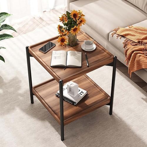 Amazon.com: ZROECWT Square End Tables Living Room, 2 Tier Couch Side Table with Open Storage ...