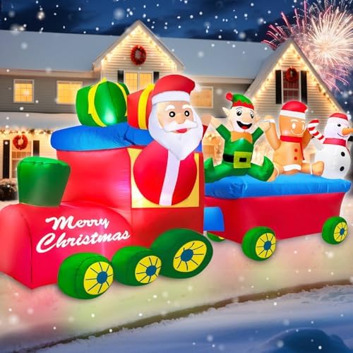 Amazon.com: 8 Ft Long 4.5 Ft Tall Christmas Train Inflatable Outdoor ...