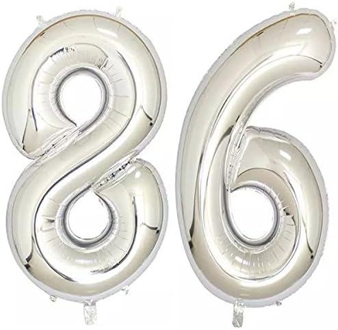 Amazon.com: 40inch Silver Foil 86 Helium Jumbo Digital Number Balloons ...