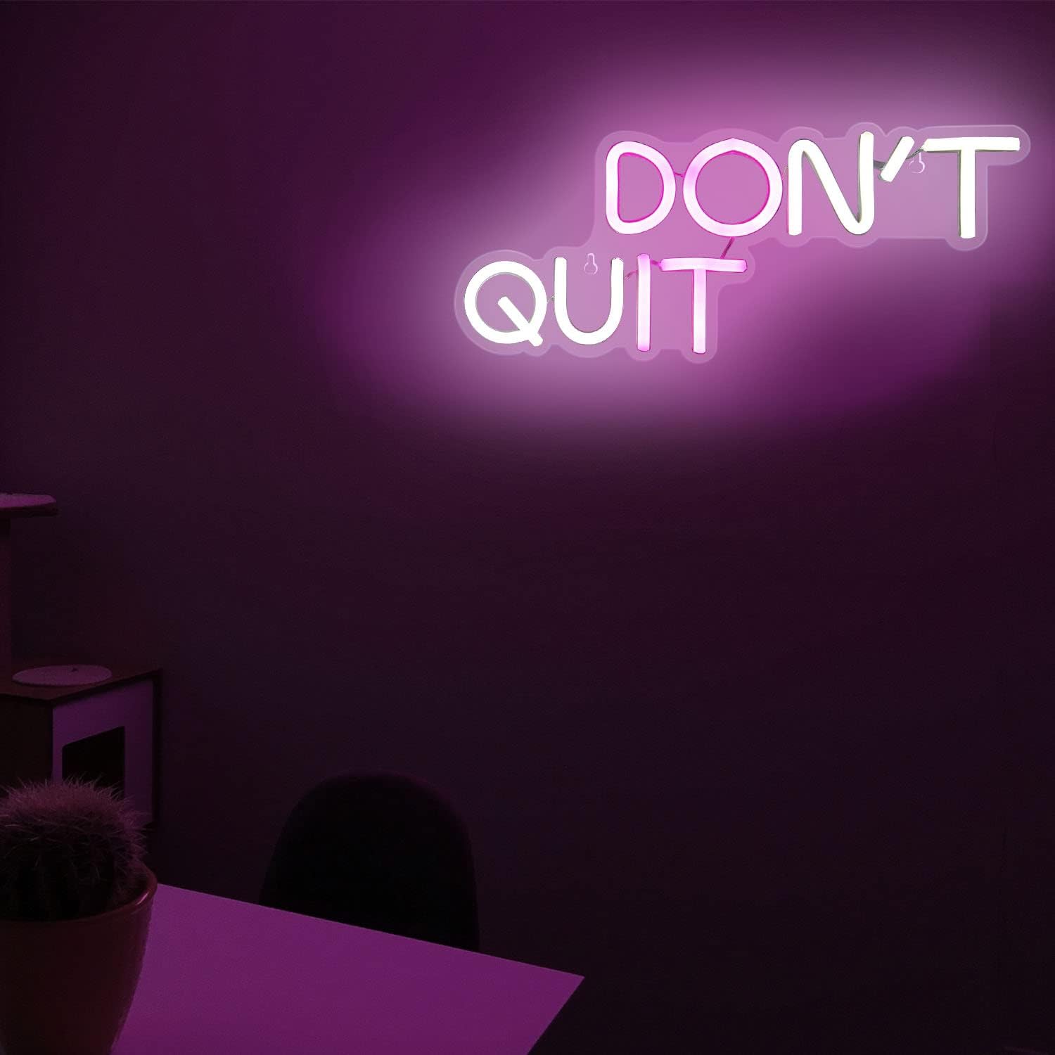 Neon Sign Don’T Quit Words Pink White Art Neon Lights Neon Light Signs ...