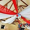 MoKoHouse Red Ceiling Drapes Fabric 6 Panels 5ftx10ft Chiffon Arch ...