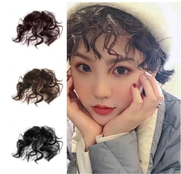 Amazon.com : Junfamilee Dark Brown Fake Fringe Bang Clip-in Hair ...