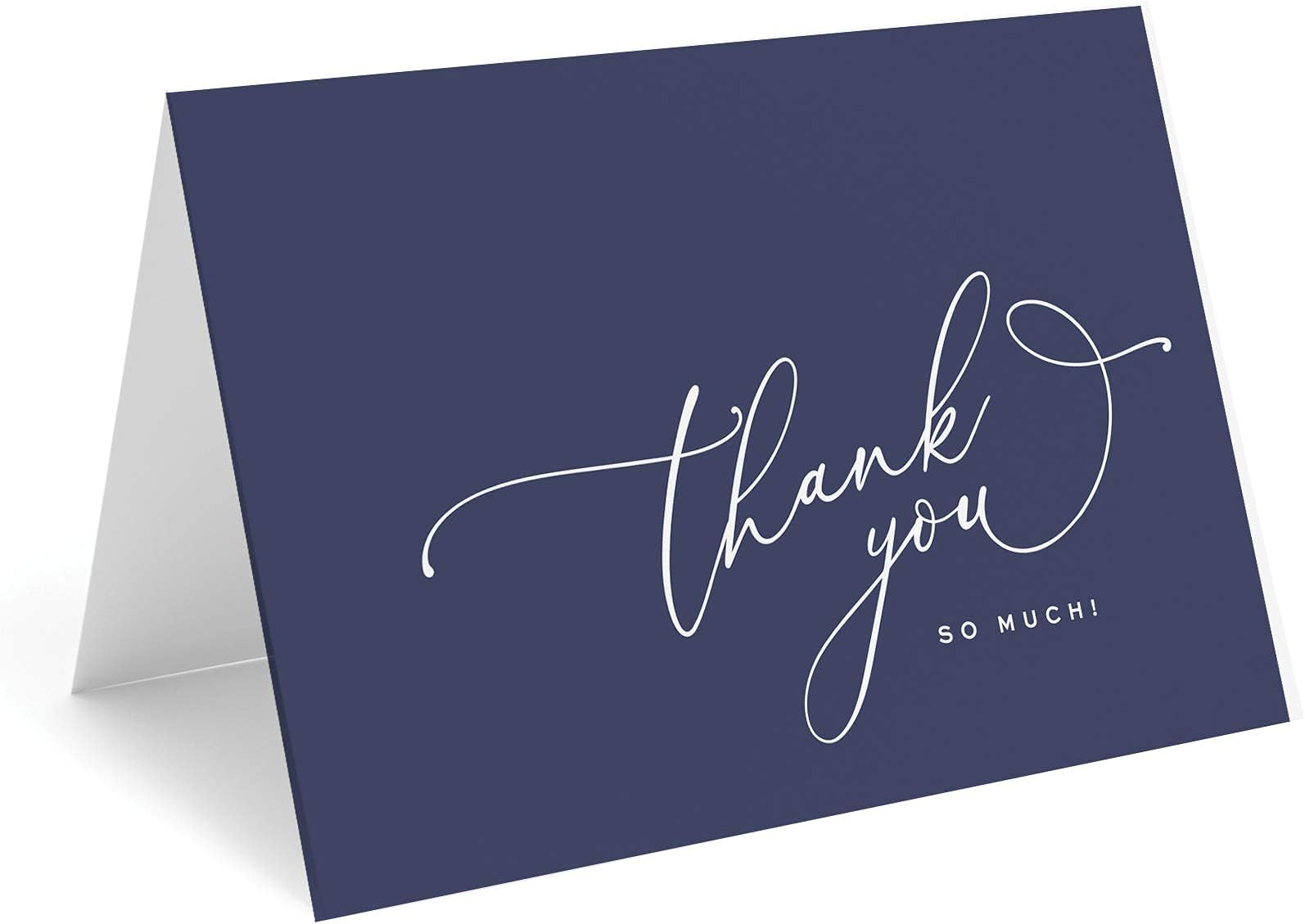 Bliss Collections Navy Blue Thank You Cards with Kraft Envelopes, Pack ...