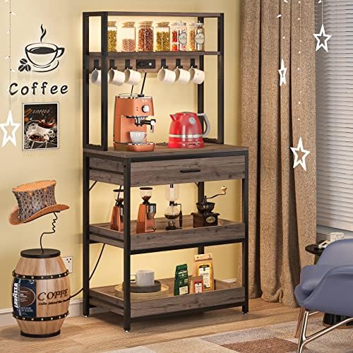 Amazon.com - Bestier Bakers Rack with Power Outlets, Height Adjustable ...
