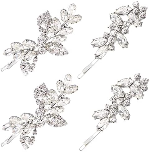 Amazon.com : Missgrace 2Pcs Dainty Sparkling Crystal Flower Hair Clips ...