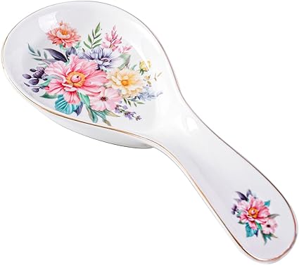 Amazon.com: Ceramic Spoon Rest for Stove Top, Cute Golden Rim Spoon ...
