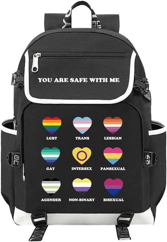 Amazon.com: DIOMMELL You Are Safe With Me Backpack Pride Month Canvas ...