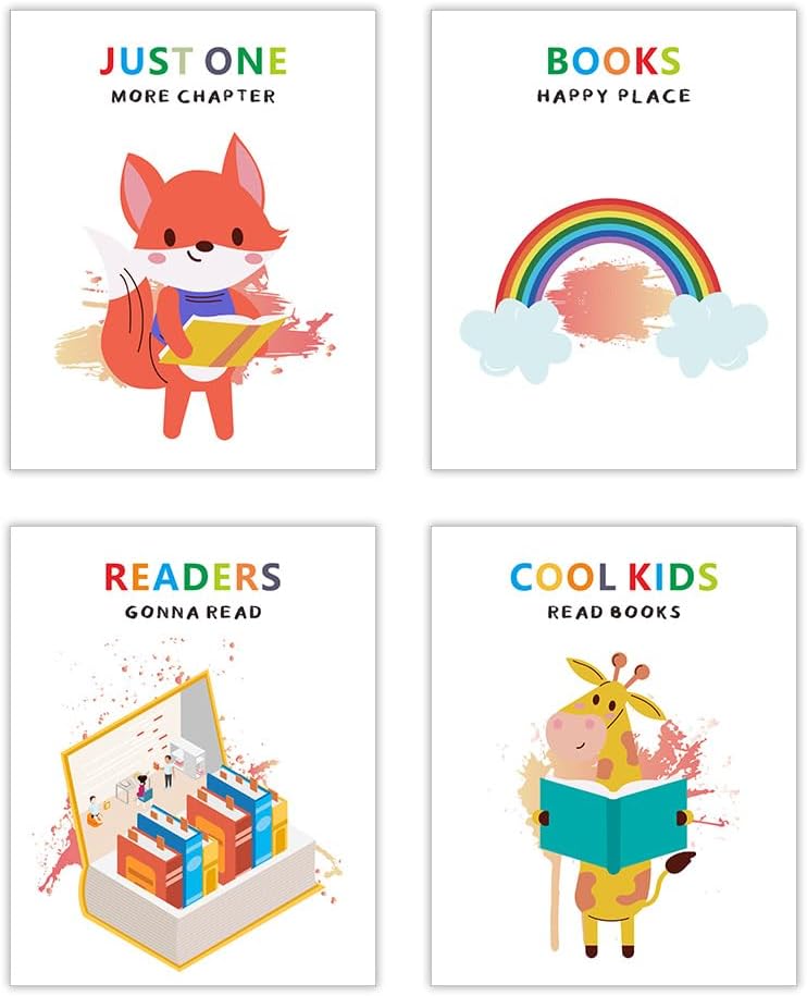 Amazon.com: Watercolour Cute Animal Inspirational Read Books Quotes ...