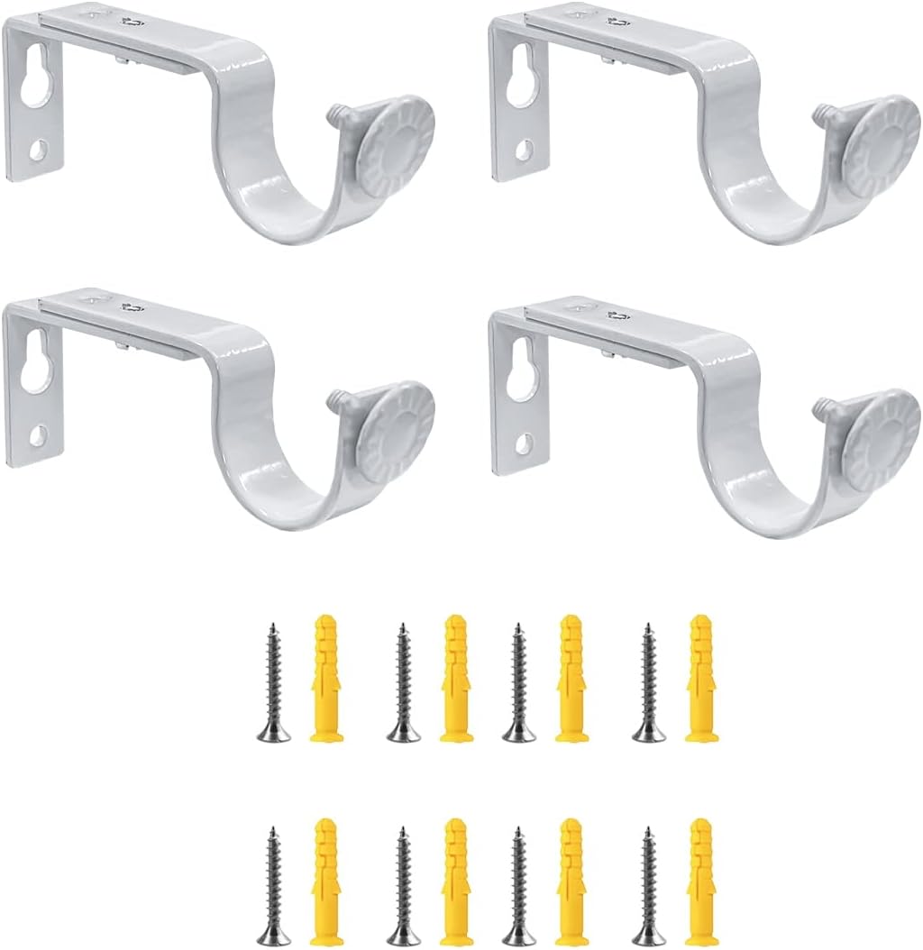 Amazon.com: Curtain Rod Brackets 4Pack Heavy Duty Adjustable Curtain ...