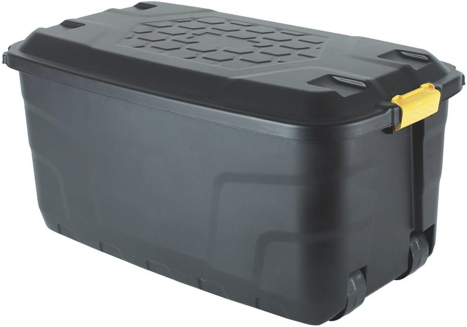 Strata 175 Litre Heavy Duty Plastic Storage Trunk On Wheels - Black ...