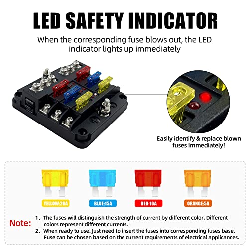 Snapklik.com : 12 Volt Fuse Block Box, Waterproof Boat Fuse Panel