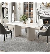 Amazon.com - Modern Rectangle Marble Dining Table for 6-8,79" White Marble Sintered Stone Top ...