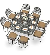 Amazon.com : MEETWARM Outdoor 84" Oval Patio Dining Table, All Weather ...
