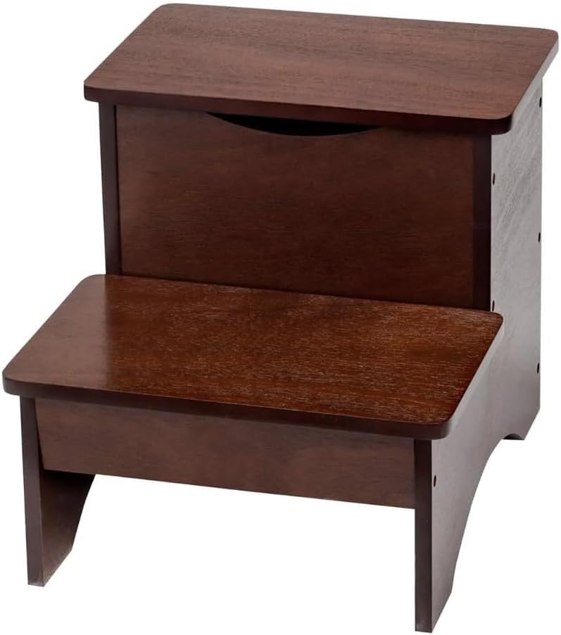 Amazon.com: Wooden Step Stool with Storage, 2 Step Wooden Step Stool ...