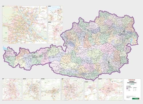 Buy Wall map magnetic marker board: Austria postcodes 1:500,000 Book ...
