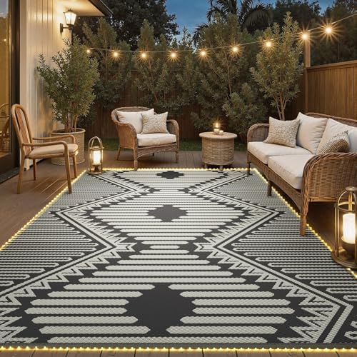 Amazon.com: Outdoor Rugs with Led Strip Lights for Patio Decor 5x8ft ...