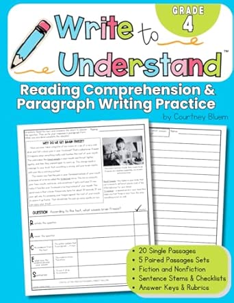 Amazon.com: Writing Workbook for Fourth Grade: Constructed Response ...