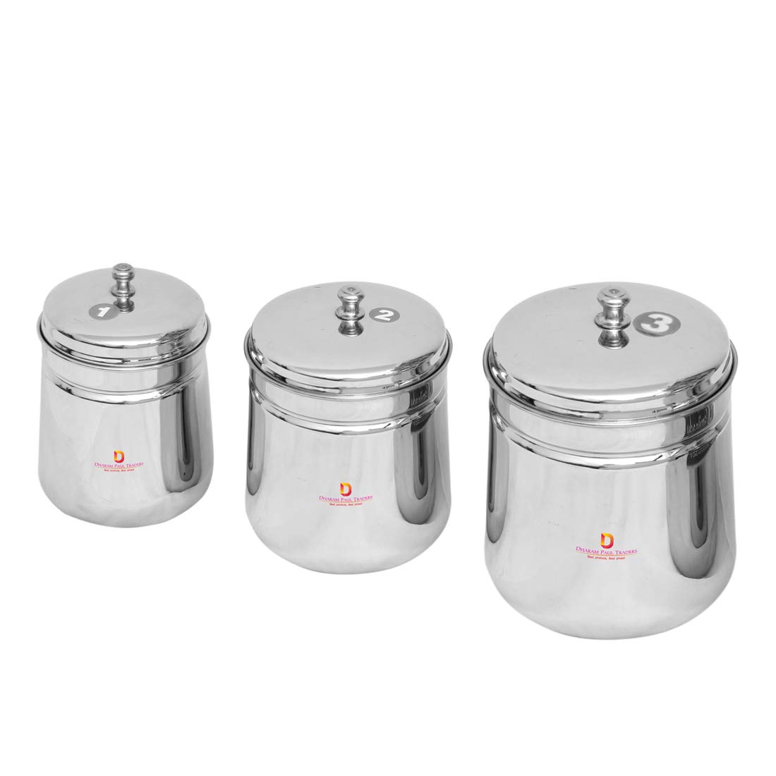 Dharam Paul Traders Stainless Steel Container Set For Kitchen Set Of 3