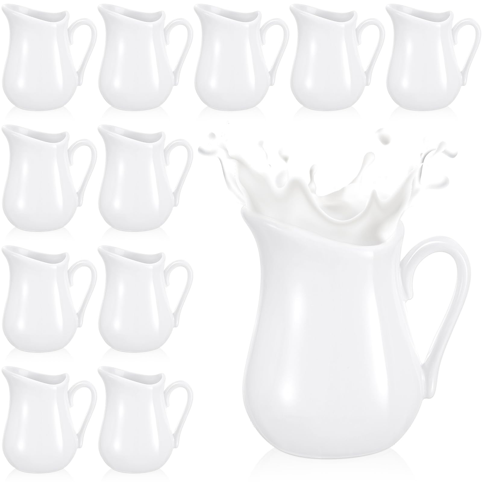 Amazon.com | Nuanchu 12 Pcs Small Creamer Milk Pitcher, Classic White ...