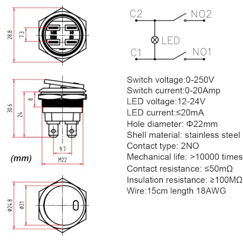 Snapklik.com : Stainless Steel 12-24V/15A Waterproof Round Rocker ...