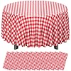 Amazon.com: 12 Pack Red and White Plastic Checkered Tablecloth Round ...