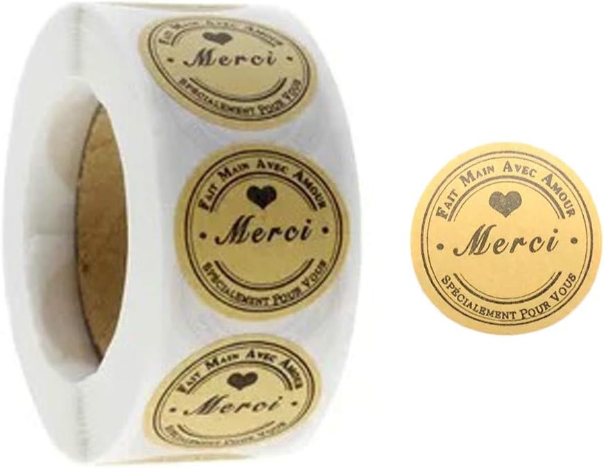 Amazon.com: reMarkable Merci Beaucoup Stickers, 2in Round, 500pcs, Pink ...