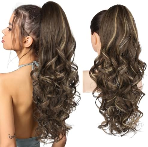 Amazon.com : Flufymooz Ponytail Extension, 26 Inch Drawstring Ponytail ...