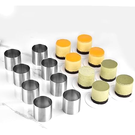 Guowall 8 Pieces Round Cake Rings, Stainless Steel Mini Cheesecake ...