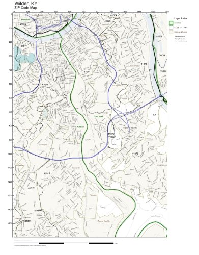 Amazon.com : ZIP Code Wall Map of Wilder, KY ZIP Code Map Not Laminated ...