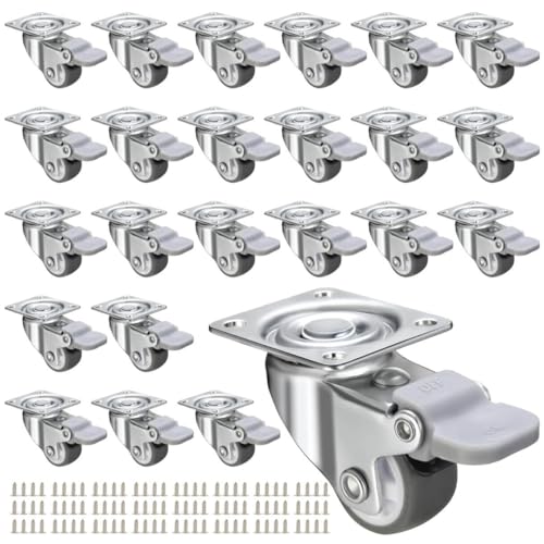 Snapklik.com : JGJC Low Profile Casters 24 Pack, Small Caster Wheels 1 Inch