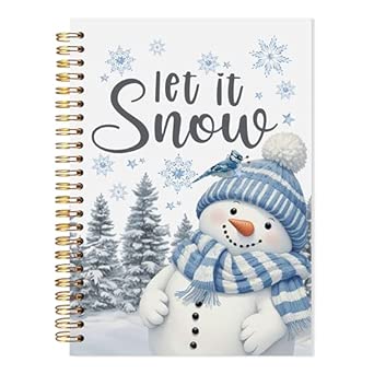 LADOCK Let It Snow Winter Blue Snowman Spiral Notebook, Snowflake ...