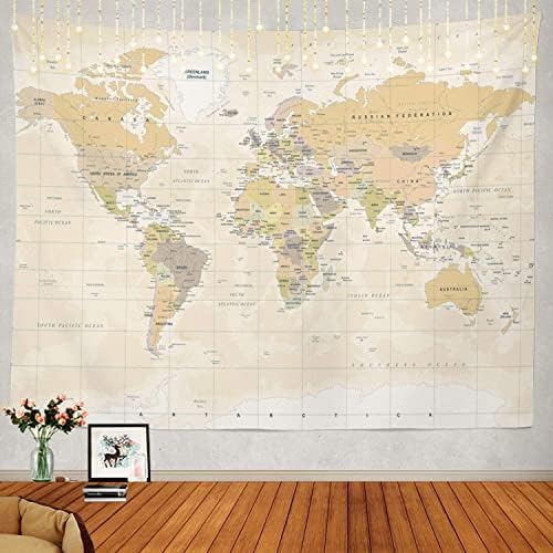 Amazon.com: HMWR World Map Tapestry Wall Hanging Vintage Ancient Shabby ...