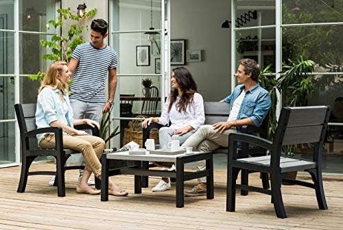 Keter Montero Wood Look 4-Seater Outdoor Garden Furniture Lounge Set ...