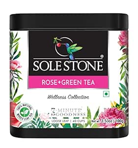 SOLE STONE Wellness Collection Rose Green Tea 100g Tin Packs, Relax ...