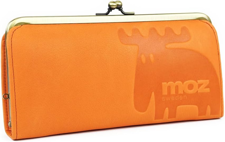 Amazon | [moz] がま口長財布 ボックス型小銭入れ がまぐち財布 がまぐち 大容量 本革 Elk エルク ヘラジカ 型押し 牛革 経年変化 スウェーデン sweden モズ ...