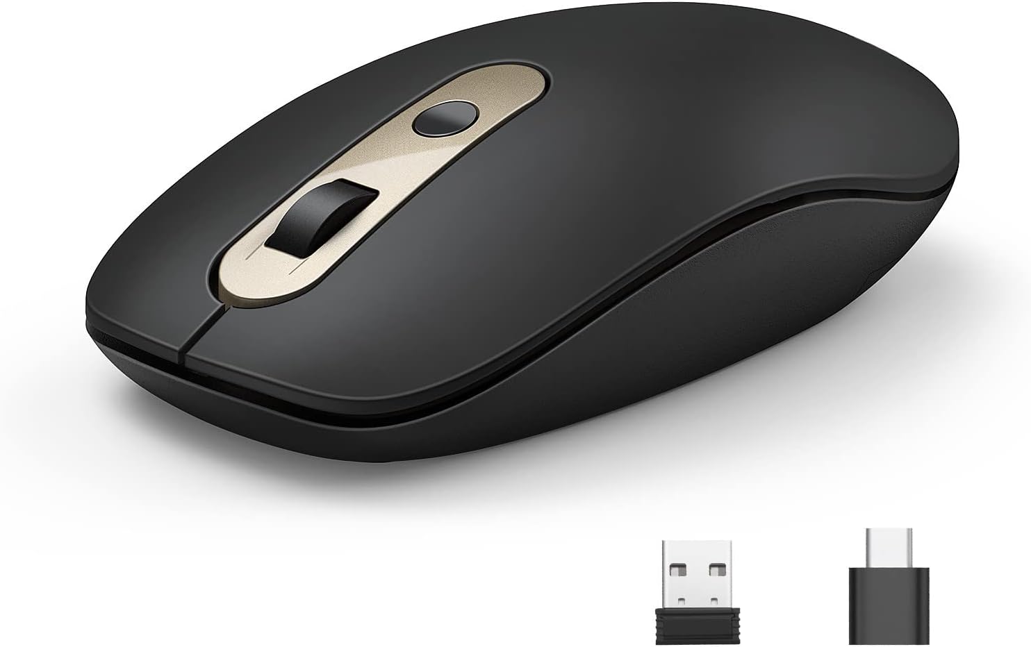 Kabellose Maus USB C + USB A, 2.4Ghz Funkmaus mit USB/Type-C Empfänger ...