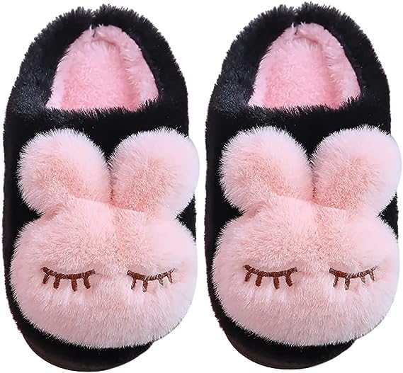Joda Ghar Kid's Fur Black Baby Pink Slippers: Warm and Plush Footwear ...