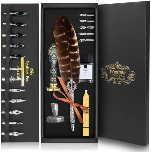 Amazon.com : GC QUILL Calligraphy Pen Set - Feather Dip Pen,Dual Tip ...
