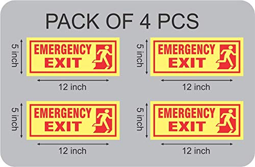Buy Designo India Glow in Dark Emergency Exit Symbol Sign Board Size ...