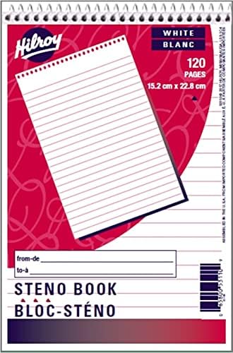 Hilroy Stenographers’ Notebook, 6 x 9 Inches, 60 Sheets, White Paper ...