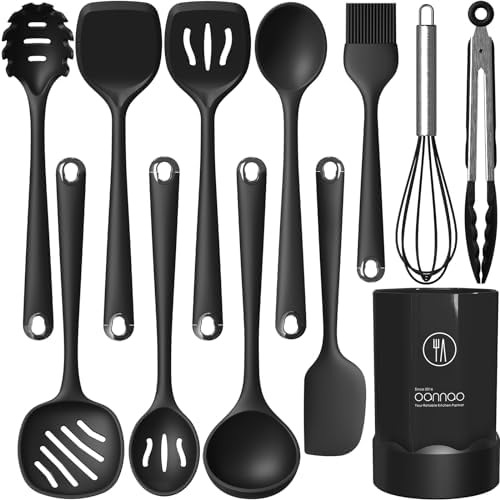 Amazon.com: 4 Pcs Silicone Kitchen Utensils Set, Wok Spatulas-Slotted ...