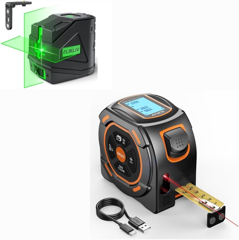 Laser Level Self-Leveling-Laser Tape Measure 197Ft Laser Measurement ...