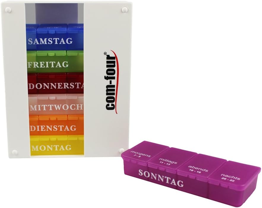 com-four® 2X Drug Dose Dispenser 7 Days – Medication Box – Pill Box ...