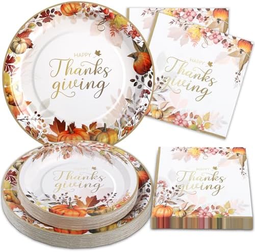 Amazon.com: VEIZEDD 60 Pcs Thanksgiving Plates and Napkins, Happy ...