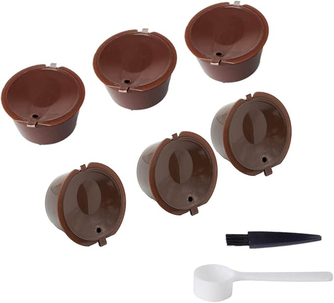 Reusable Coffee Pods, 6 Pieces of Coffee Capsule Cups, with 1 Plastic ...