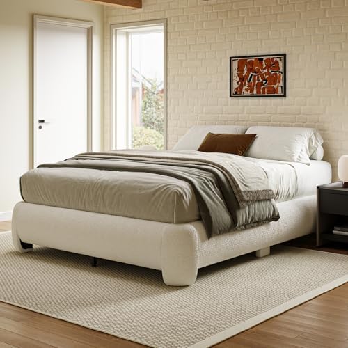 Amazon.com: Merax Modern Queen Upholstered Bed Frame with Wingback ...