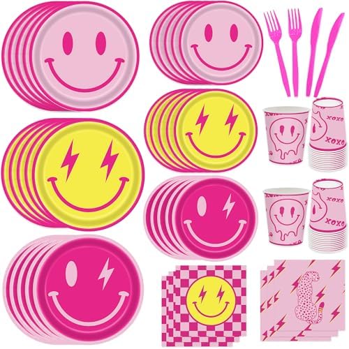 Amazon.com: Hoolerry 225 Pcs Preppy Party Tableware Set Preppy Birthday ...